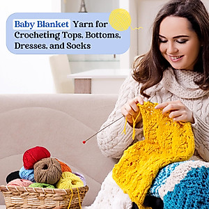 Timgle 24 Skeins Cotton Yarn, Yarn for Beginners, Crocheting and Knitting with Easy to See Stitches Cotton Yarn,Fingering Weight Yarn for Crochet and Knitting, Per Skein 1.76 Oz/164 Yards