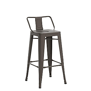Yongchuang 26" Metal Bar Stools with Backs Set of 4 Indoor Outdoor Kitchen Counter Height Barstools Low Back Bar Chairs Rusty