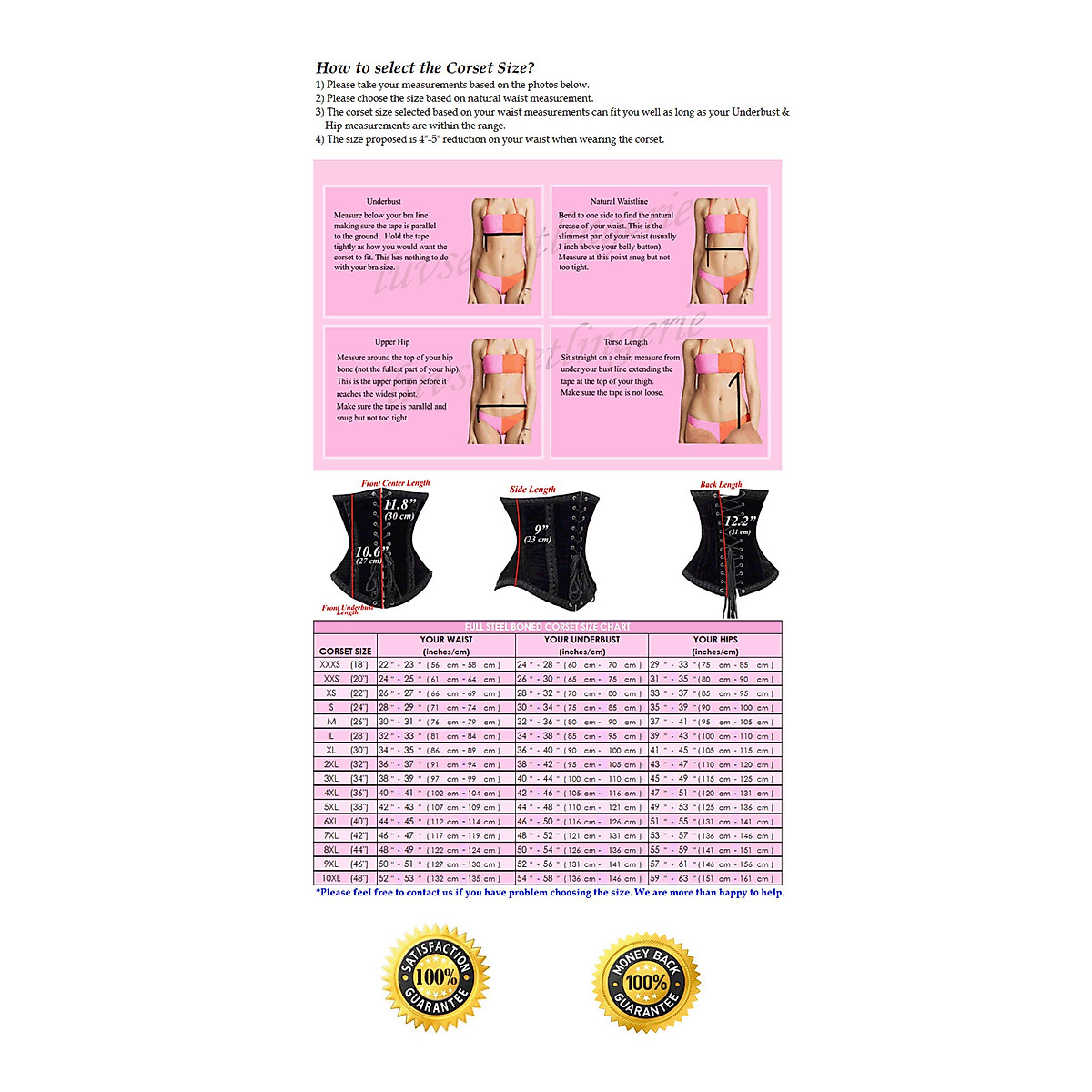 luvsecretlingerie Heavy Duty 26 Double Steel Boned Waist Training Velvet Underbust Tight Shaper Corset #8023-VE