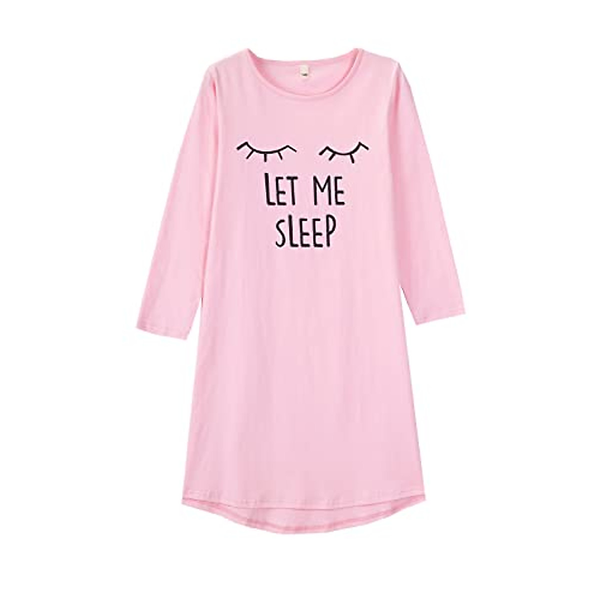 SrffbreMeOly Big Girls Cute Nightgown Long Sleeve Cotton Nightdress Loose Sleepwear Teens Size 10-18Years