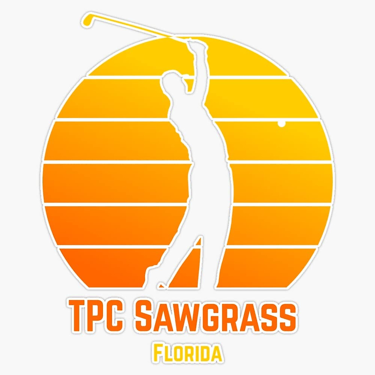 Golf At Tpc Sawgrass - Florida, Classic Sunset Sticker Bumper Sticker Vinyl Decal 5"