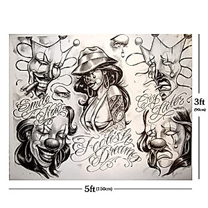 KEMAGU5x3Ft Smile Now Cry Later Backdrop Art Poster Photoshoot Room Wall Decor Aesthetics (60" x 36")