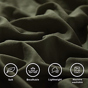 ETDIFFE Dark Olive Green Full Size Duvet Cover, 3 Piece Boho Farmhouse Pom Fringe Microfiber Comforter Cover Set, Soft and Lightweight Bedding Quilt Cover