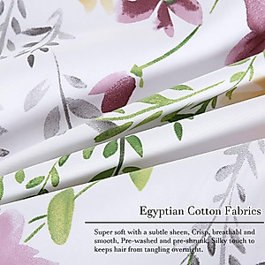 WINLIFE 100% Cotton Pillowcases Garden Floral Printed Pillow Cases Set of 2 Pillow Cover (Standard Queen 20x30'', Lilac)