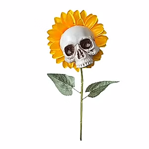 Skull Head Simulation Sunflower,Skull Sunflowers Modeling,Halloween Sunflower Skull Garden,Halloween Skeleton Sunflower Simulation Flowers,Halloween Horror Scene Decoration Props (size:Types:B)