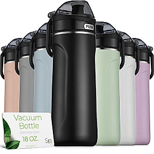 SipX™ Triple-Insulated Stainless Steel Water Bottle - 18oz. With Straw Lid, BPA-Free Reusable Insulated Water Bottle Keeps Cold For 12 Hours, Metal Water Bottle Made Of Sustainable Material For Hiking