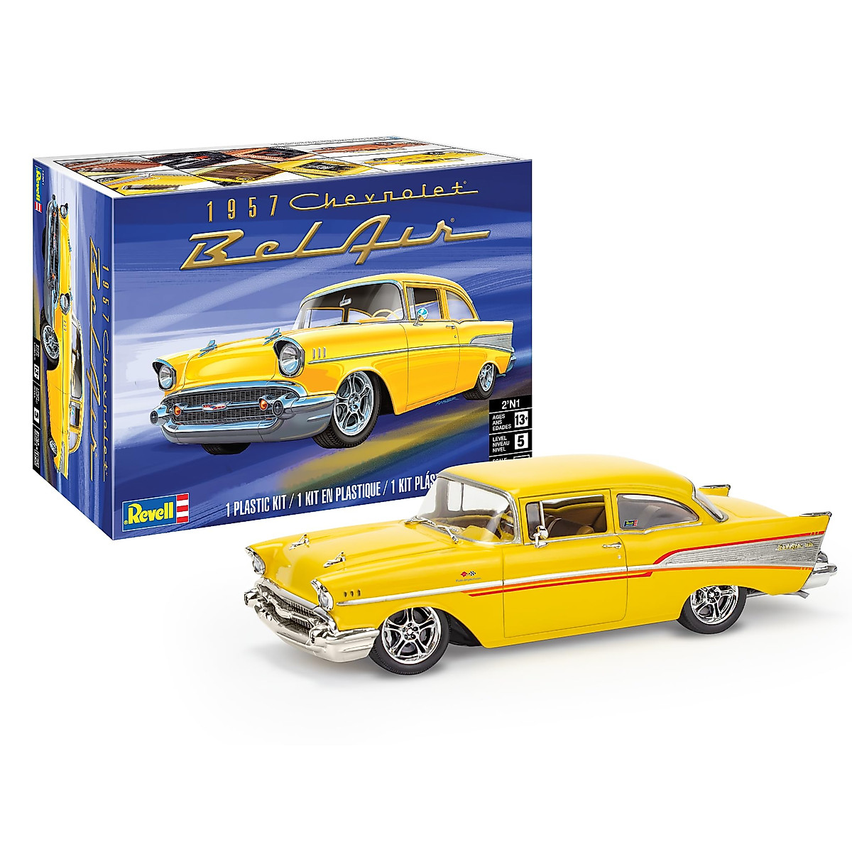 Revell Level 5 Model Kit 1957 Chevrolet Bel Air 2-in-1 Kit 1/25 Scale Model