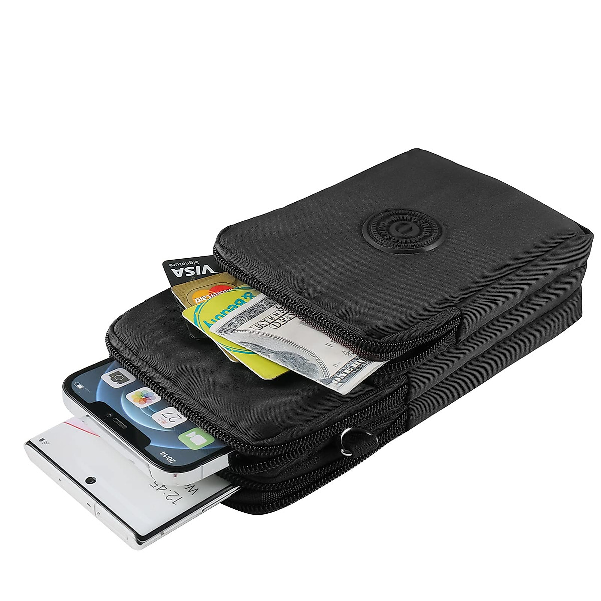 Cell Phone Purse Holder Armband Cross-Body Bag Wallet for Samsung Galaxy S23 Ultra S22 Ultra S21 S20 Plus A03s A12 A14 A23 A53 Moto G Power Stylus G Pure iPhone 14 Plus Google Pixel 7 6 Pro (L, Black)