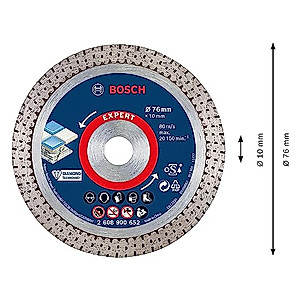 Bosch Professional 1x Expert HardCeramic 76 mm Diamond Cutting Disc (for Hard Tiles, Hard Stone, Ø 76 mm, Accessories Mini Angle Grinder)