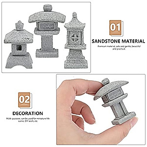 Familiars Village Minature Things Miniature Decoration Set, 3 Japanese Lantern, Mini Fairy Decor for Garden& Patio Micro Landscape Bonsai Decoration Familiars Village Bonsai Miniature Statue