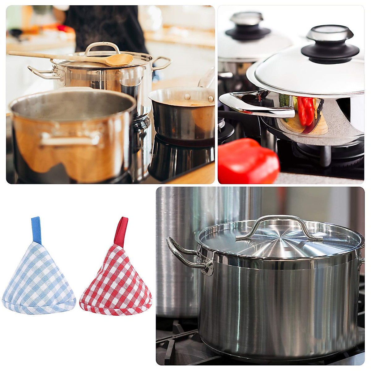 2PCS pot hat Heat- insulated Pot Caps Triangle Pot Caps Pot Cover Handle Caps Pot Cover Handle Covers household gloves small oven mitts silicone oven mitt mittens casserole cotton