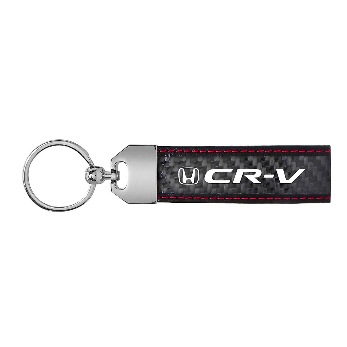 iPick Image Made Honda CR-V Real Black Carbon Fiber Loop Strap Key Chain with Red Stitching
