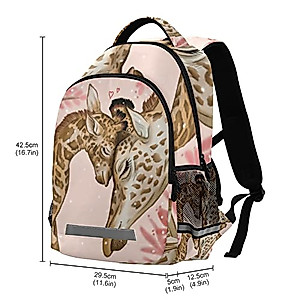 Vozoza Giraffes Animal Backpack for Girls Kids Boys School Bookbags,Student Laptop Backpack Carrying Bag Casual Lightweight Travel Sports Day Packs