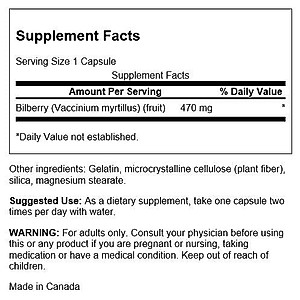 Swanson Bilberry Fruit 470 Milligrams 100 Capsules (2 Pack)