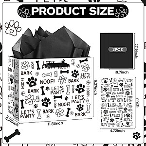 Large Puppy Dog Paw Print Gift Bags with Card Tissue Paper Let's Pawty Party Decorations Black White Dog Wrapping Paper Bag Paw Print Favors Treat Goodie Bags for Boys Girls Kids Christmas Pet Birthday Party Decor