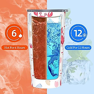 Yaxongx 20oz Tumbler Crab Shells Fishes Double Wall Vacuum Insulated Coffee Mug with Lid and Metal Straw Brush Reusable Stainless Steel Water Bottle Travel Cup Gifts for Car Ice Drinks Hot Beverage