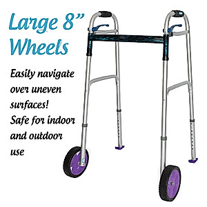 Top Glides 8" Off-Road Walker Wheel Kits with FREE FlexFit Universal Ski Glides (Purple)