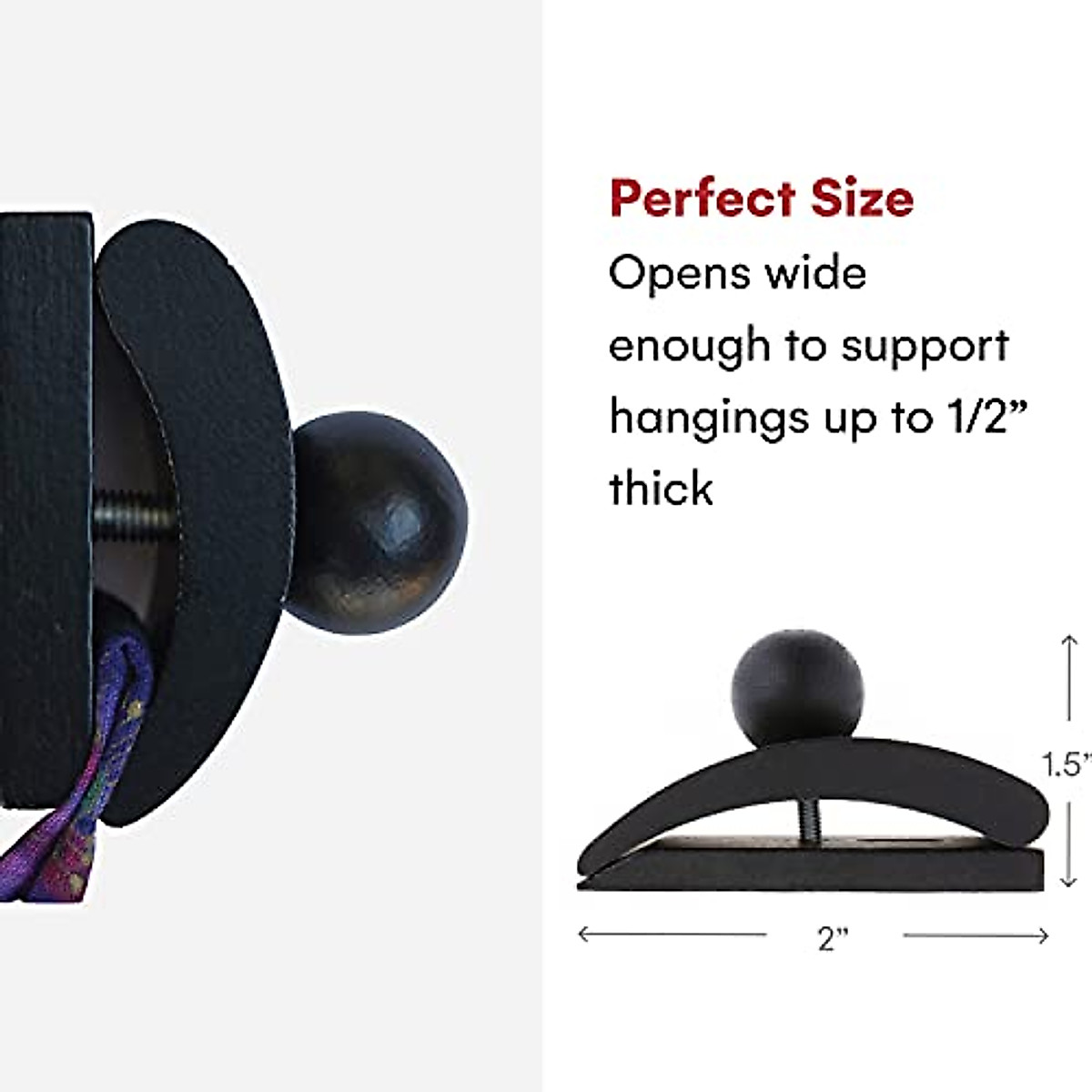 Classy Clamps Wooden Quilt Wall Hangers – 4 Large and 4 Small Clips (Black) and Screws for Wall Hangings - Tapestry Hangers/Quilt Hangers for Wall hangings - Quilt Clips/Wall Clips for Hanging