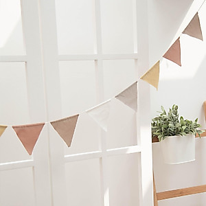 3.93 Feet Triangle Flag Banner Bunting Pennant for Kids Teepee Tent,Party and Room Decoration,10 Pcs Single Sided Cotton Fabric Flag，Children's Room Decoration of Baby's Room