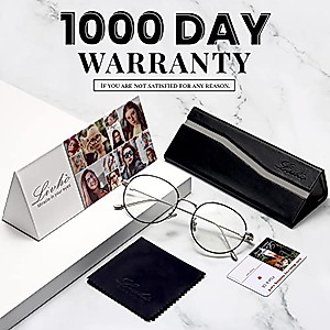 livho Blue Light Blocking Glasses, Retro Round Fake Eyeglasses Frames Anti UV Ray Filter Computer Gaming Glasses Women Men (Silver Black Frame,Transparent lens)