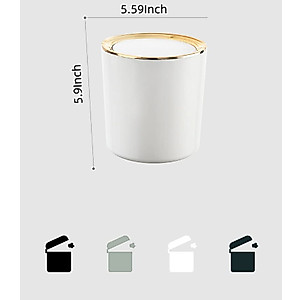 Mini Trash Can with Lid, -Wastebasket for Bathroom Vanity, Desktop, Tabletop Kitchen, Tabletopand Officeor Coffee Table - Dispose of Cotton Rounds, Makeup Sponges, Fruit Peel (White)