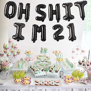 Oh I’m 21! Latex Balloons 16 Inch Black Hallo Twenty Five Cheers to 21 Years Old Theme Decor for Man Woman Happy 21st Birthday Party Photo Studio Prop Flag Decorations Favors Supplies