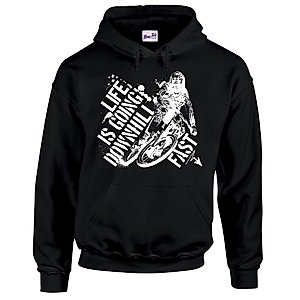 Bang Tidy Clothing Men's Life Is Going Downhill Fast Mountain Biking MTB Bike Hoodie Black L