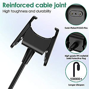 NANW Charger Cable Compatible with Fitbit Charge 4, 2-Pack 3.3Ft USB Charging Cable Cord Clip Dock Accessories Adapter for Charge 4 Smartwatch