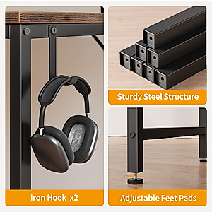 CubiCubi Computer Corner Desk with Storage Shelves, 47 Inch Reversible L Shaped Desk with Bookshelf, Home Office Writing Desk with Hooks, Small L Study Table, Rustic Brown