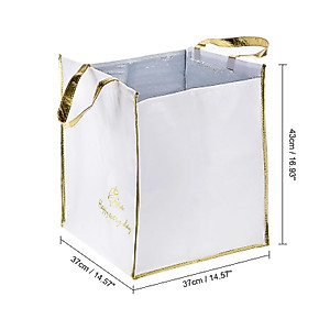 PATIKIL Insulated Grocery Bag, Non-woven Fabric Food Delivery Tote Thermal Cake Carrying Bags Food Container for Home Office Restaurant, 37cmx37cmx43cm, White