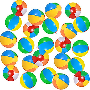 Hungdao 36 Pcs Mini Beach Ball Decoration Rainbow Small Beach Ball with Hanging Rope and Hooks Inflatable Pool Ball Blow up Sport Ball Toy for Water Games Summer Hawaiian Party Ornament