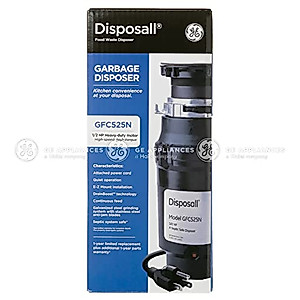 GE GFC525N Sink 1/2 HP Continuous Feed Disposer, Black
