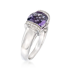 Ross-Simons 2.80 Carat Amethyst and .10 ct. t.w. CZ Ring in Sterling Silver. Size 7
