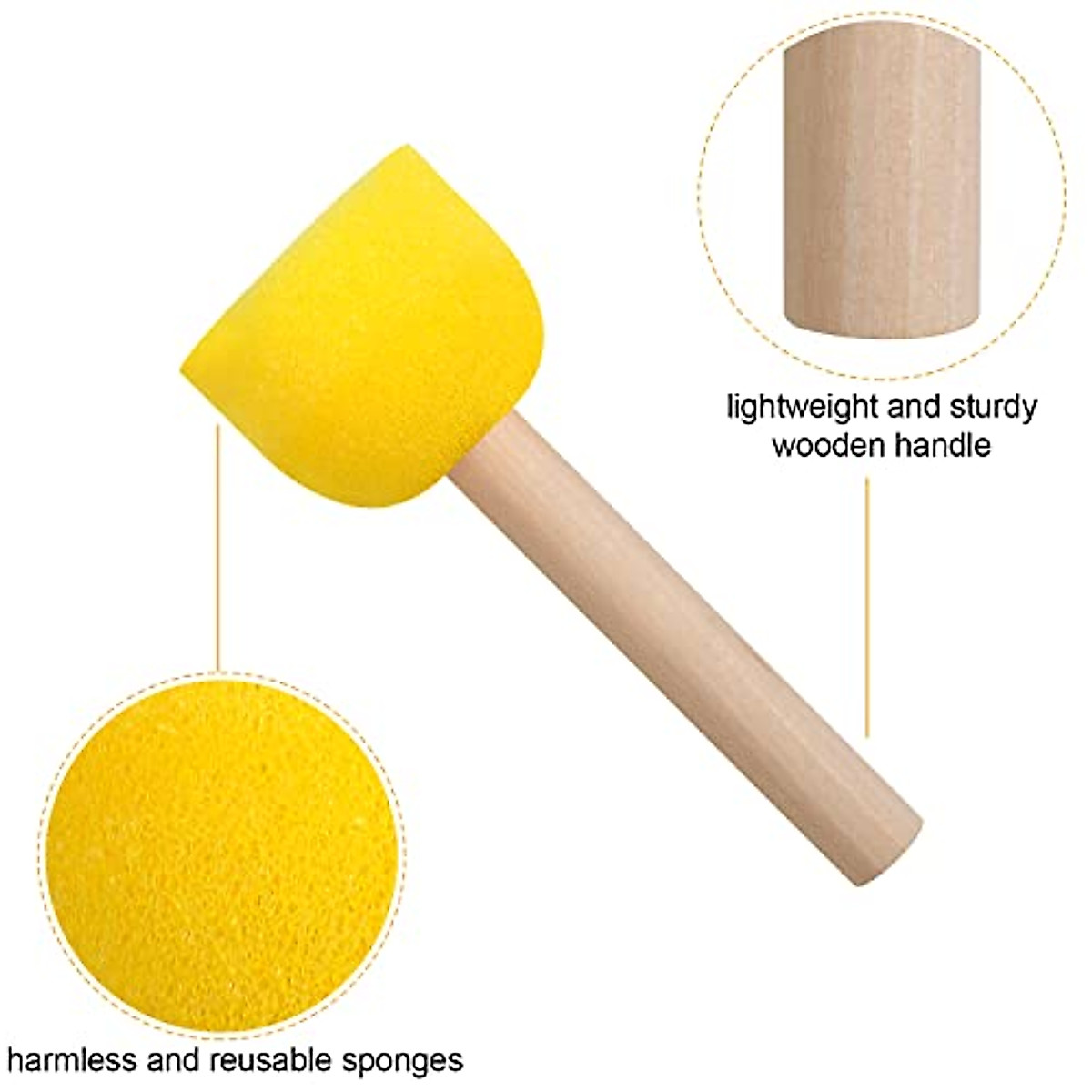 30 Pcs Round Sponges Brush Set, Round Sponge Brushes for Painting, Paint Sponges for Acrylic Painting, Painting Tools for Kids Arts and Crafts (4 Sizes)