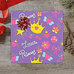 Veundei Gift Wrapping Paper Little Princess Wrapping Paper Roll Packing Paper Gift Wrap for Birthdays, Weddings, Party, Holiday, Baby Shower, 58 x22.8 Inch (9.18.sq.ft)