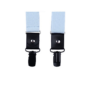 CEAJOO Men's Suspenders and Bow Tie Set Adjustable with Black Metal Clips 47" Blue