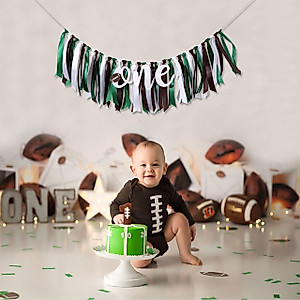 Football 1st Birthday High Chair Banner,Football Party, Happy 1st Birthday Banner, Party Photo Props, Football Crushed Cake Photo Props (Football Banner)