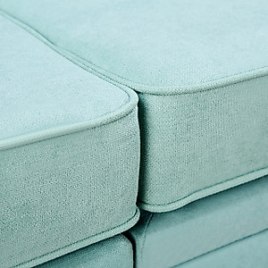 VilroCaz Modern Large U-Shape Modular Sectional Sofa Couch, Polyester Linen Convertible Sofa Bed with Reversible Chaise and 6 Storage Seat for Living Room Apartments Office (Light Green-115a)