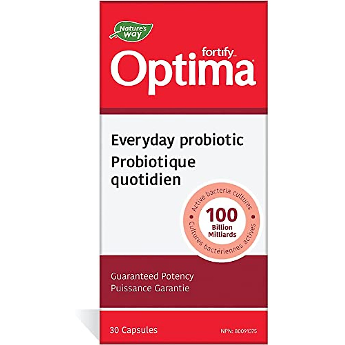 Nature’s Way Fortify Optima Daily Probiotic, 100 Billion, 15 Strains, Digestive & Immune Support*, with Prebiotics, 30 Capsules
