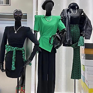 Female Dress Form Mannequin Torso, Adjustable Height 47-78 inch, Manikin Body Model with Rectangle Metal Base, Detachable Arms & Head, for Clothing Dress Jewelry Display Sewing