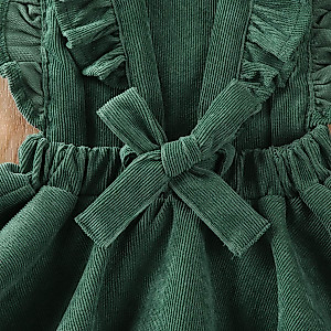 Karuedoo Baby Girls Velvet Suspender Skirt Infant Toddler Ruffled Casual Strap Sundress Summer Outfit Clothes (12-24M, Green 2(Velvet))