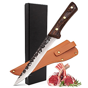 ZENG JIA DAO Full Tang Boning Knife Fillet Knife with Sheath, for deboning, meat cutting and slicing，6 inch Razor Sharp Meat Cleaver Butcher Knife