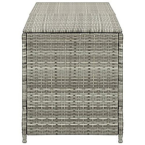 Festnight Patio Storage Box Deck Box for Patio Furniture, Outdoor Cushions, Garden Tools and Pool Toys Poly Rattan 78.7"x19.6"x23.6" Gray