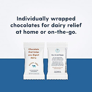 Happy Cow Chocolate, Fast-Acting Lactase Supplement, Dairy & Lactose Intolerance Relief, All-Natural, Made in The USA, 21ct