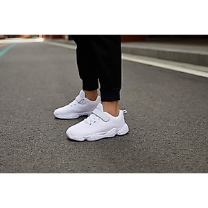 Hetios White Tennis Shoes for Girls Boys Breathable Athletic Tennis Shoes Children (Toddler/Little Kid/Big Kid) 1 M US