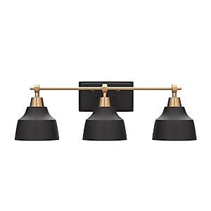 classy leaves Bathroom Light Fixtures, Farmhouse Bathroom Light Fixtures, 3-Light Bathroom Vanity Light with Black Metal Shade and Gold Socket for Bathroom, Hallway, 24.5’’ L x 7’’ W x 8’’ H