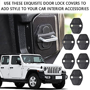 NHHC 6PCS Car Door Lock Cover Compatible with Jeep 2018-2023 Wrangler JLU JL 4XE & Jeep Gladiator JT Door Trim,Car Mods Door Latch Cover Car Decorations for Men Women