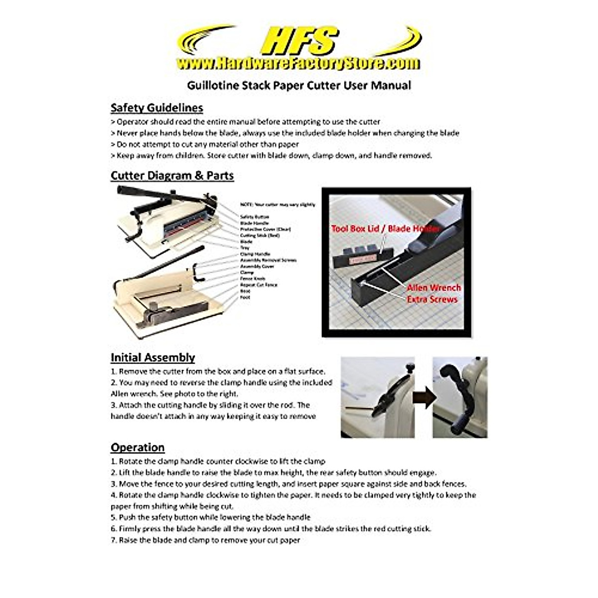 HFS (R) Heavy Duty Guillotine Paper Cutter -12'' (12'' Paper Cutter)