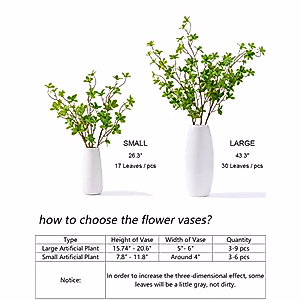 Heleze Artificial Greenery Stems Faux Branches with Leaves for Vase Fake Plants for Home Decor Indoor 26.3 Inch 3 PCS