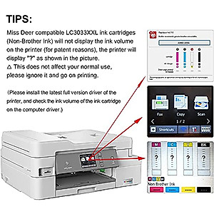 Miss Deer LC3033 BK/C/M/Y Super High Yield Ink Cartridges Compatible Replacement Ink for Brother LC3033 LC3033XXL LC3035XXL LC3035 Work for Brother MFC-J995DW MFC-J805DW MFC-J815DW(2BK/C/M/Y)